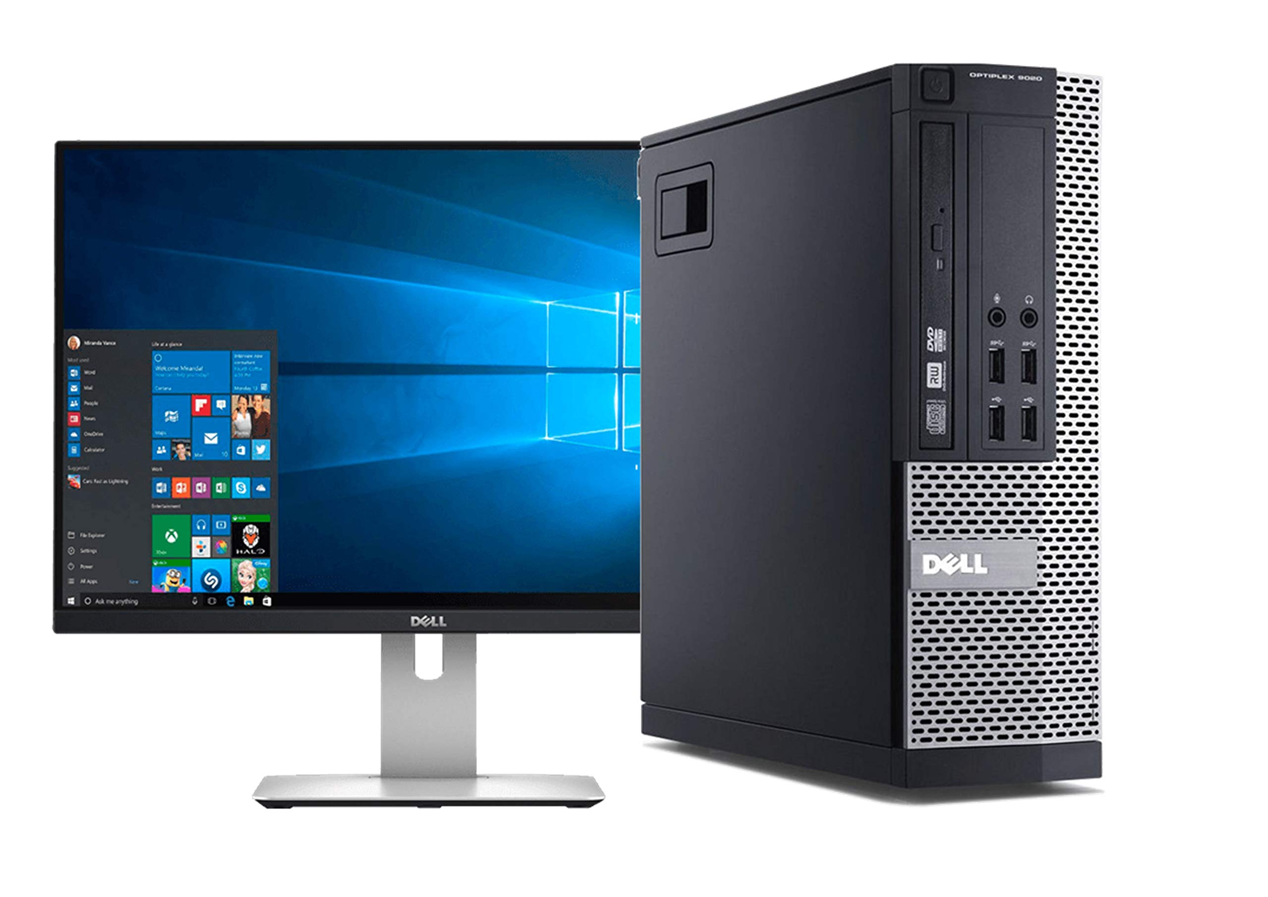 Dell Optiplex 9020 Small Form Factor Desktop PC, Intel Core i7-4770, 16GB Ram, 2TB SATA Drive + 256GB SSD WiFi, DVD-RW, 24-inch LCD, Windows 10 Pro (Renewed)