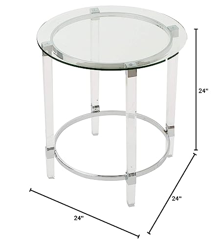 Christopher Knight Home Orianna Acrylic and Tempered Glass Circular Side Table, Clear, 24 in x 24 in x 24 in