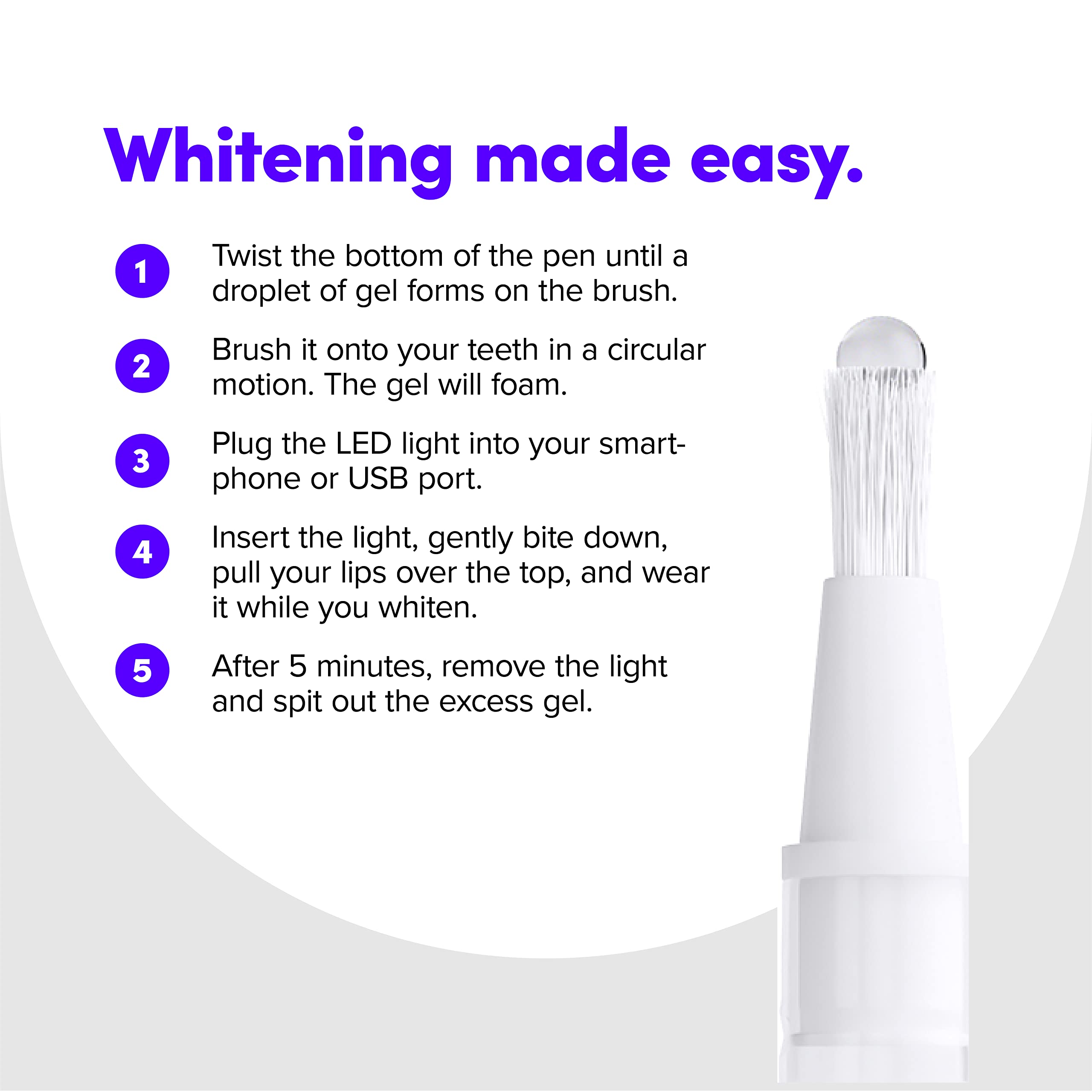 SmileDirectClub Teeth Whitening Kit with LED Light - 9 Pack Gel Pens - Professional Strength Hydrogen Peroxide - Pain Free and Enamel Safe - Up to 9 Shades Whiter in 1 Week