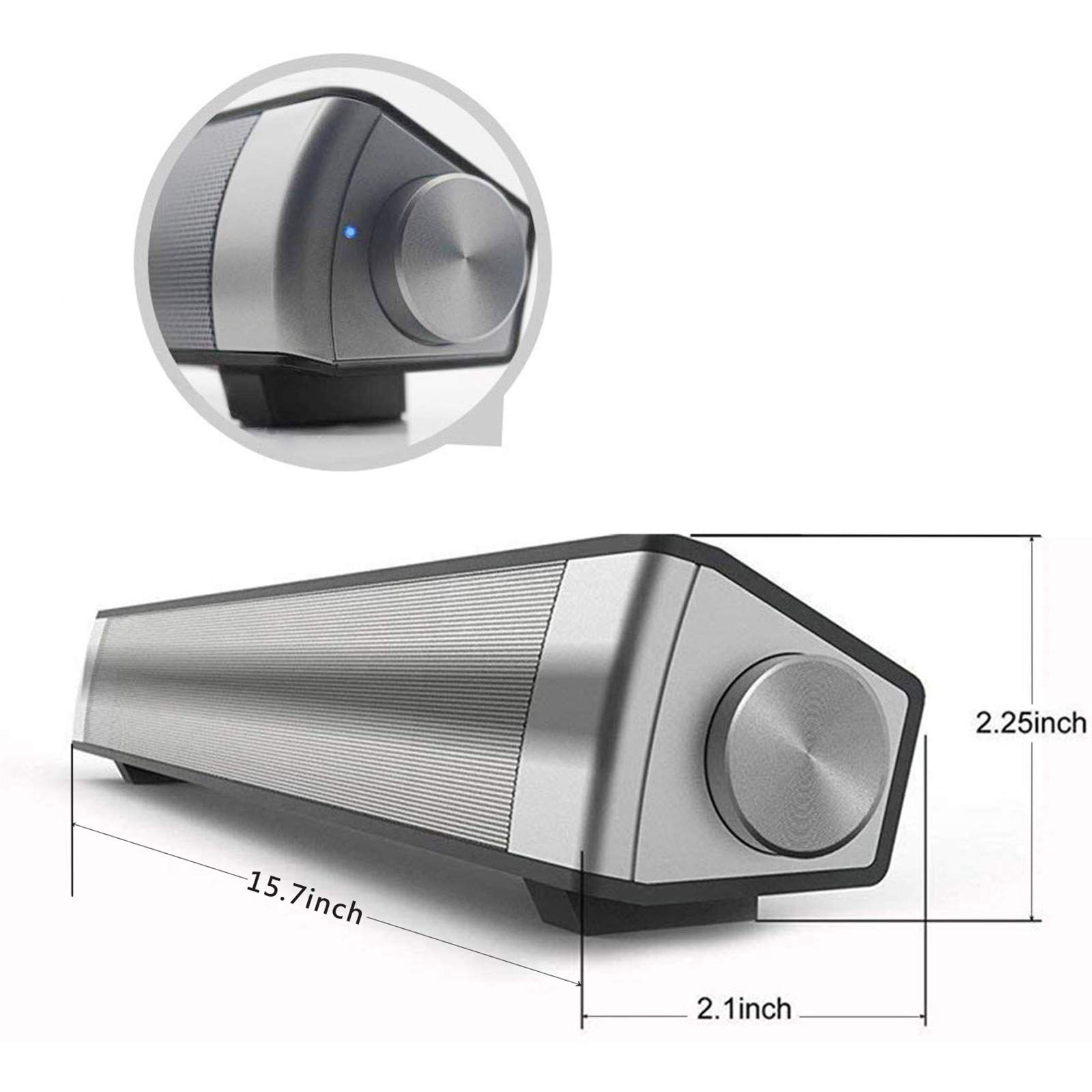 ASIYUN Soundbar 10W Wired and Wireless Speaker Audio Stereo Long-Standby for Smartphones Tablets Projector and Wireless Devices
