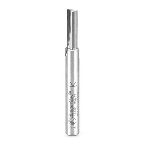 Amana Tool - 45239 Solid Carbide Cutting Edge Straight Plunge CNC Router Bit for Wood High Production 3/16 Dia x 5/8 x ¼ Inch Shank