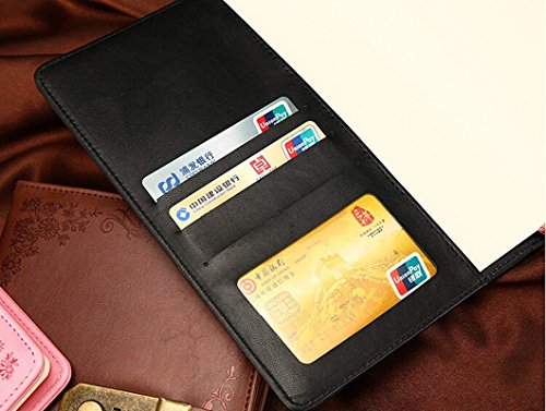 A5 PU Digital Password Notebook Leather Locking Journal Combination Lock Diary Retro Travel Lined Binder Notepad Hardcover Executive Notebooks Personal Organizer with Pen Loop 3 Card Slots 100 Sheet