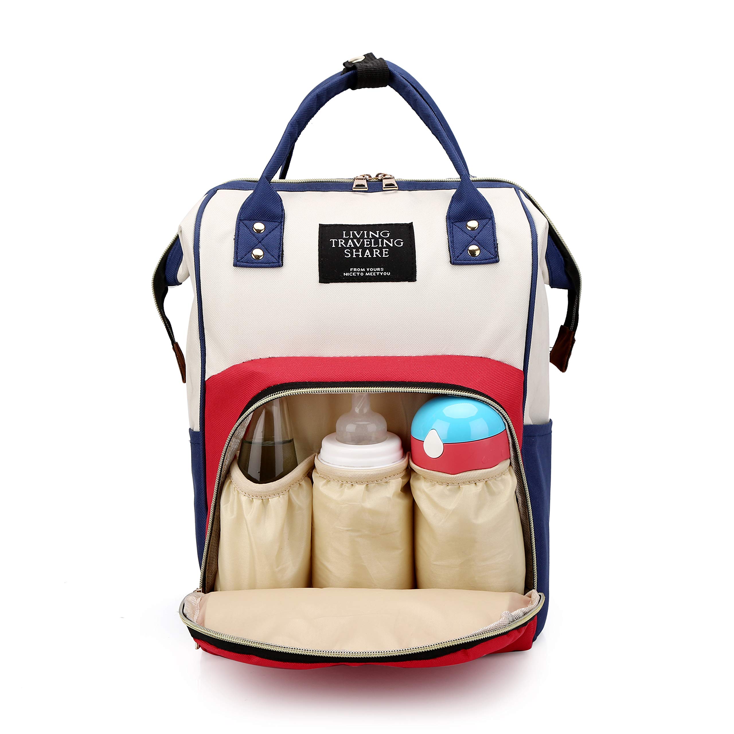 MLBCARE baby bag back pack large-capacity multi-functional fashionable shoulders diaper backpack mother's portable baby care bag Separate storage (red)