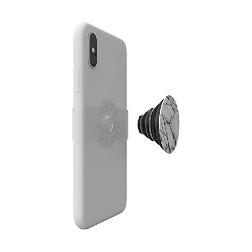 PopSockets Phone Grip Slide for Phones and Cases, Sliding Phone Grip with Expanding Kickstand, PopSlide for Apple Silicone Case, iPhone Xs Max - Clear Day