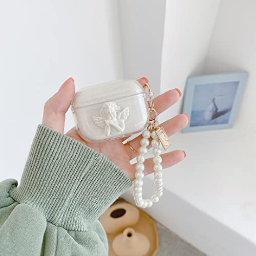 3D Cool Cute Angel Shockproof Case with Pendent for AirPods Pro Shock-Absorbing Protective Case Cover for Women Girls Men Boy for AirPods Pro