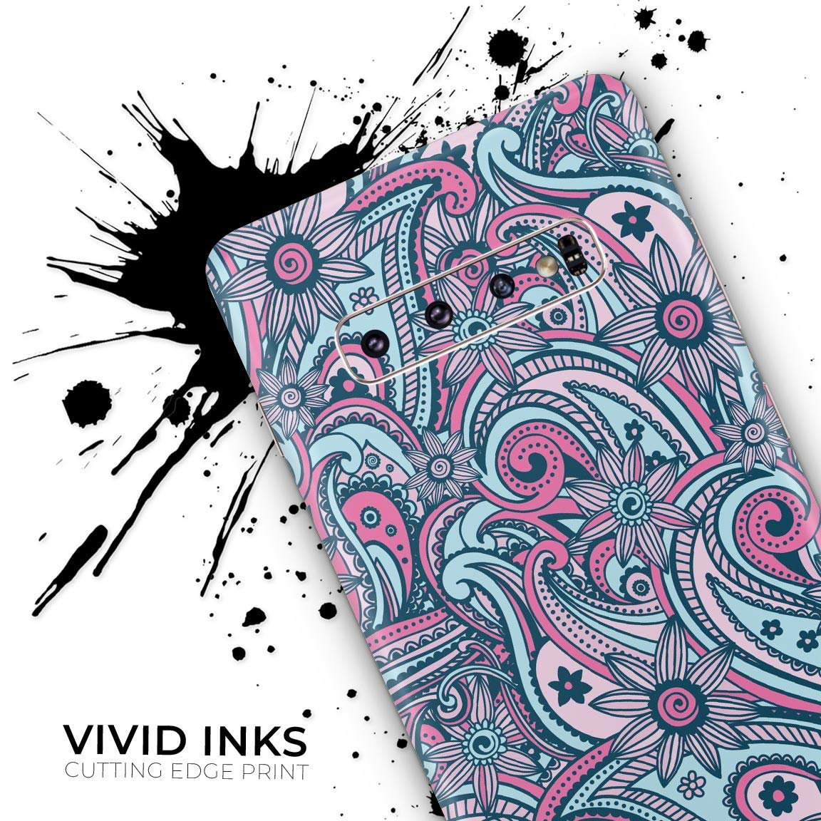 DesignSkinz Seamless Mint and Pink Sprout Protective Vinyl Decal Wrap Skin Cover Compatible with The Samsung Galaxy S20 (Screen Trim & Back Glass Skin)