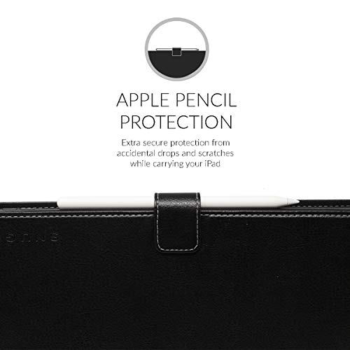 Snugg iPad Pro 11" Leather Case with Stand, Magnetic Closure, Protected Corners and Auto Sleep/Wake Function - Blackest Black