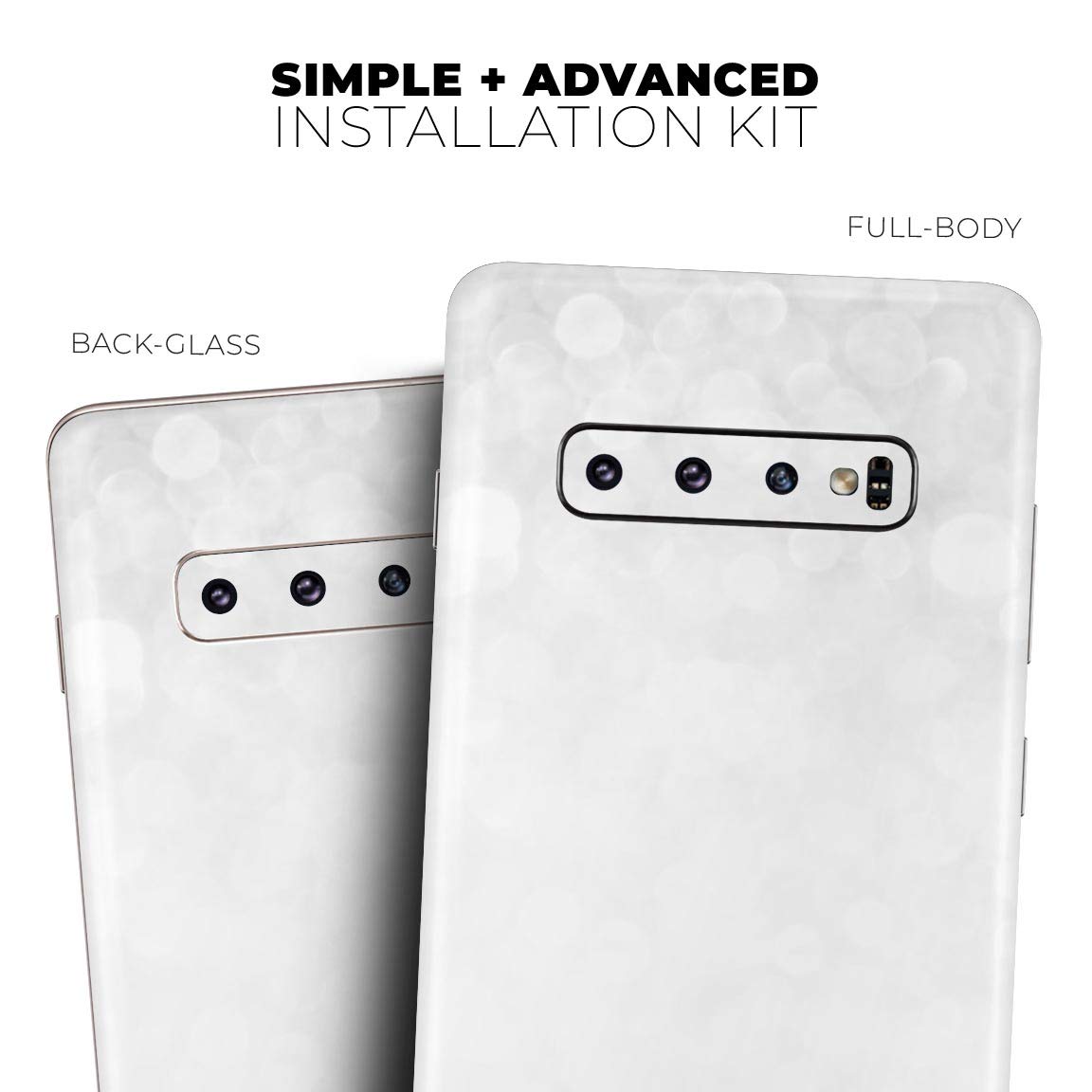 DesignSkinz Silver and White Unfocused Sparkle Orbs Protective Vinyl Decal Wrap Skin Cover Compatible with The Samsung Galaxy S20 (Screen Trim & Back Glass Skin)