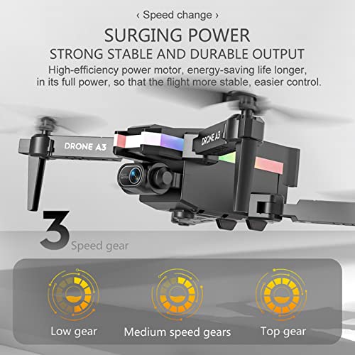 A3 Drone with Dual 4K HD Camera, WIFI FPV Real-Time Transmission, Auto Return, Follow Me, Headless Mode, 3D Flips, Remote Controller Video Extended with Backpack & Accessories Kit