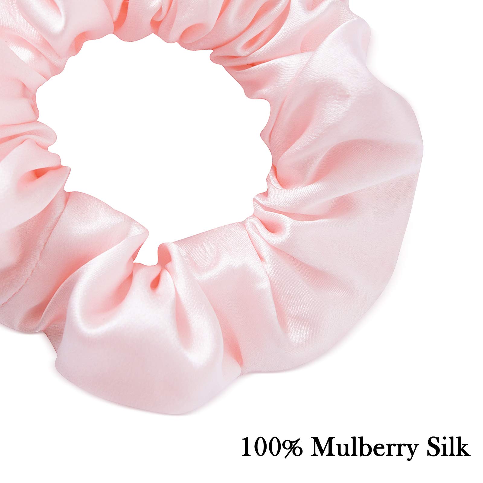 SOBONNY Silk Scrunchies for Women - 100% Mulberry Silk Hair Ties, 3 Pack, No Damage Elastic Ponytail Holders (Brown, Black, Pink)
