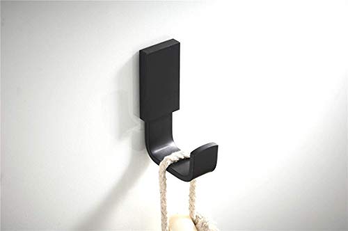 Flybath Coat Hook Brass Robe Towel Hooks Contemporary Style Matte Black Finish Wall Mounted - 2 Pack