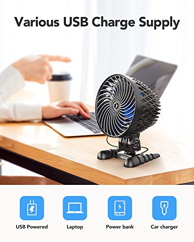 AaoLin USB Desk Fan, Table Fan with CVT Variable Speeds, Quiet Portable, Desktop Mini Personal Fan for Room, Home, Office