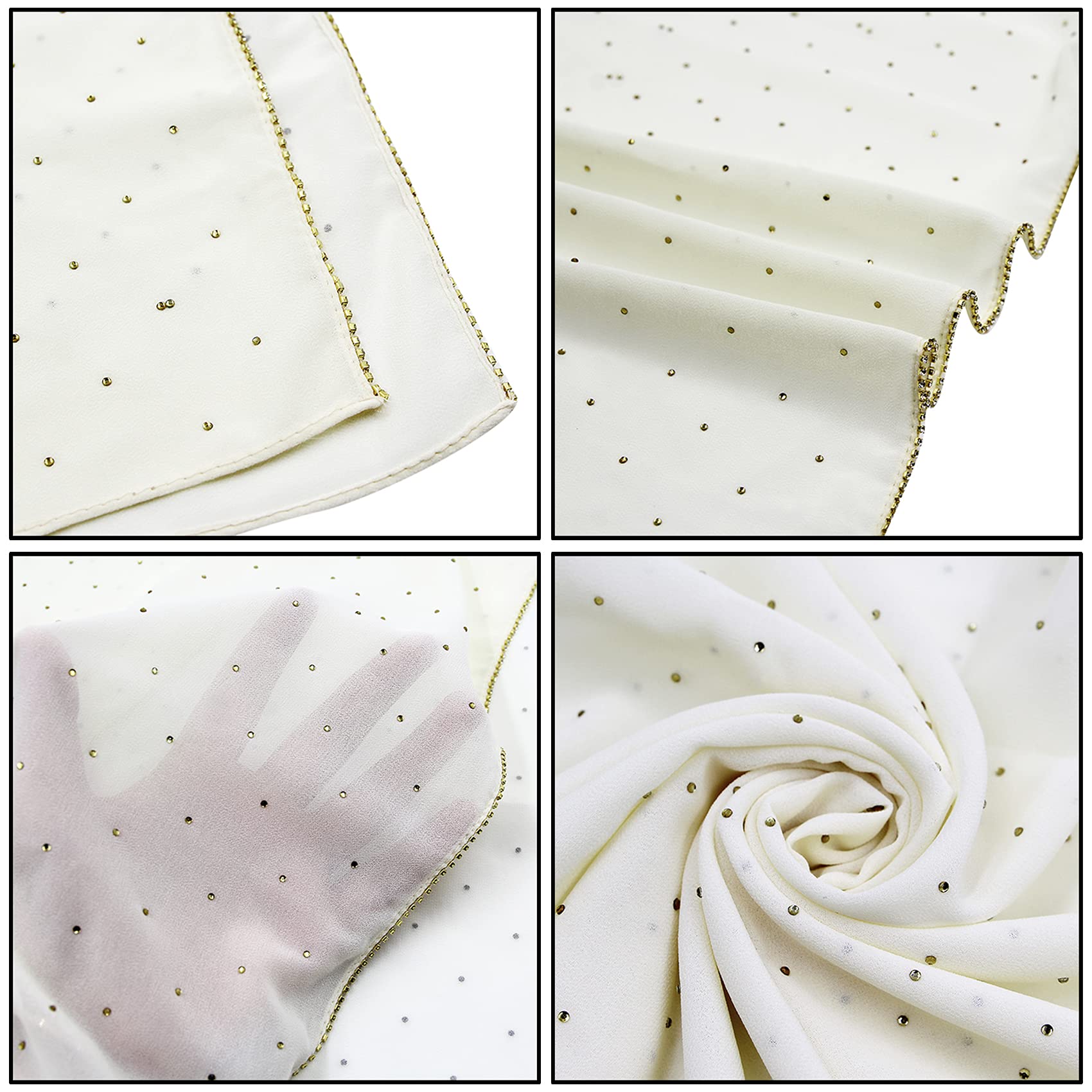ANKOMINA Women Soft Chiffon Rhinestone Long Scarf Shawl Fashion Muslim Hijab Head Wrap Scarves