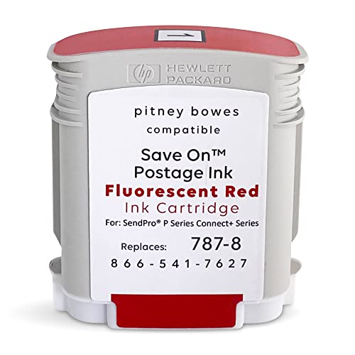 Save On Postage Ink 787-8 Compatible Pitney Bowes Postage Machine Red Ink- Cartridge for Sendpro P/Connect & Series Mailing System, 787 – 8 Red Fluorescent Ink Cartridge, Postage Meter Cartridge
