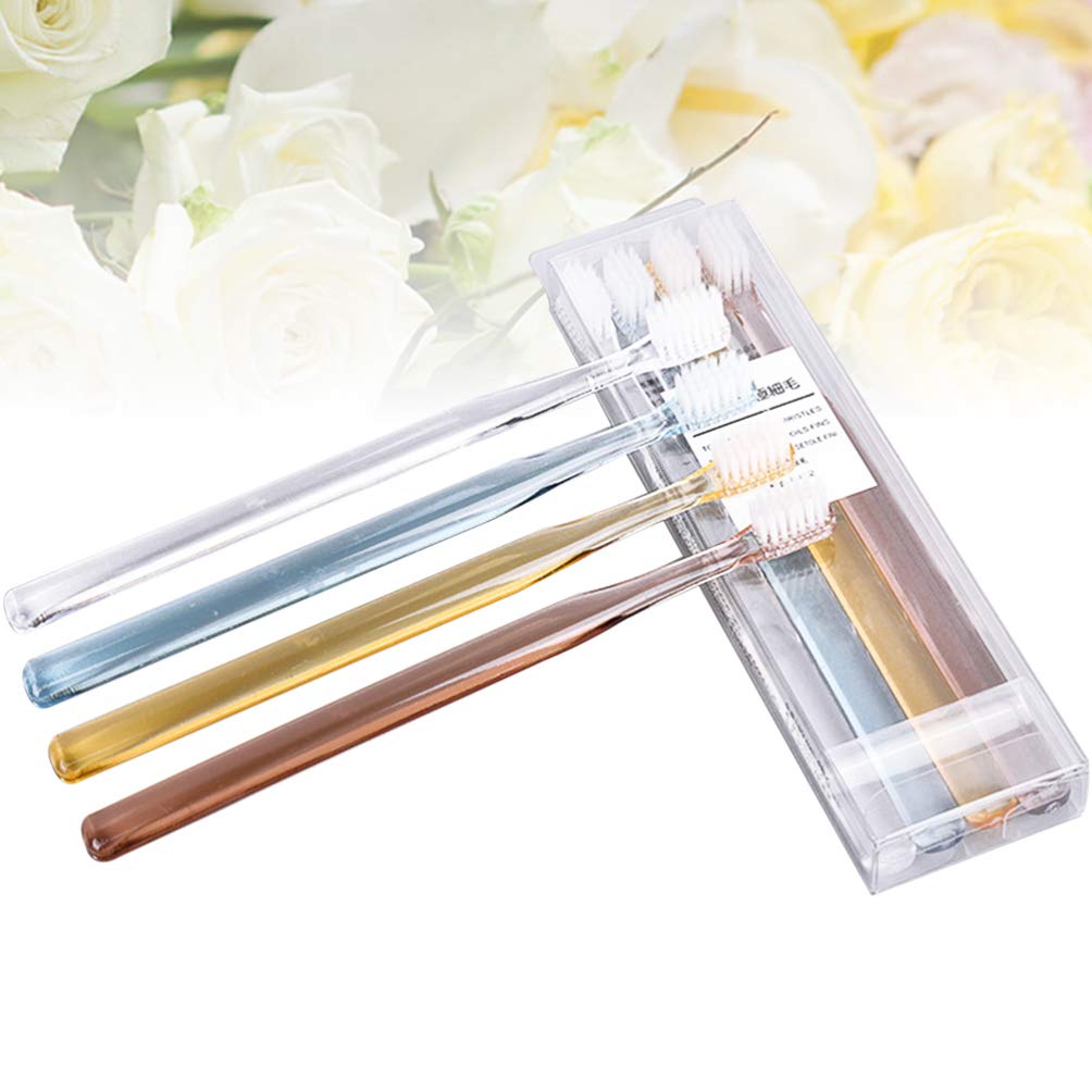 Artibetter Toothbrush Soft Bristle Clear Plastic Crystal Handle Small Head Toothbrush Travel Portable, 8pcs