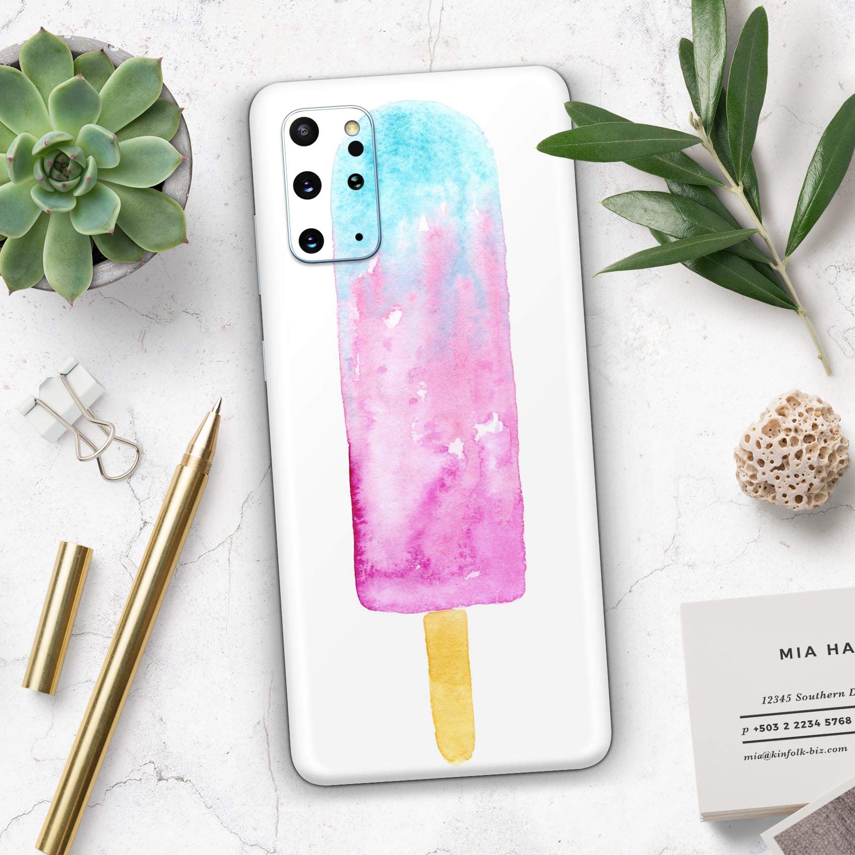 DesignSkinz Summer Mode Ice Cream v14 Protective Vinyl Decal Wrap Skin Cover Compatible with The Samsung Galaxy S20 (Screen Trim & Back Glass Skin)