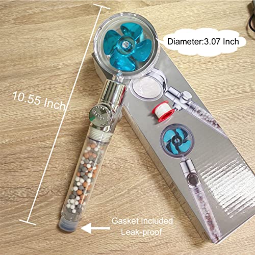 2022 High Pressure Filter Shower Head with Handheld, Hydro Jet Turbo Fan Shower Head with Mineral Beads, 360°Rotating Turbocharged Shower Head with Pause Switch, Removable and Easy to Install