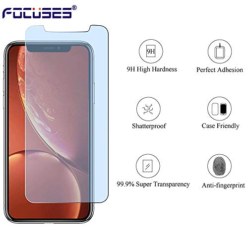 Focuses iPhone 11 Screen Protector, iPhone XR Screen Protector, Anti Blue Light Tempered Glass Film for Apple iPhone XR & iPhone 11,3-Pack