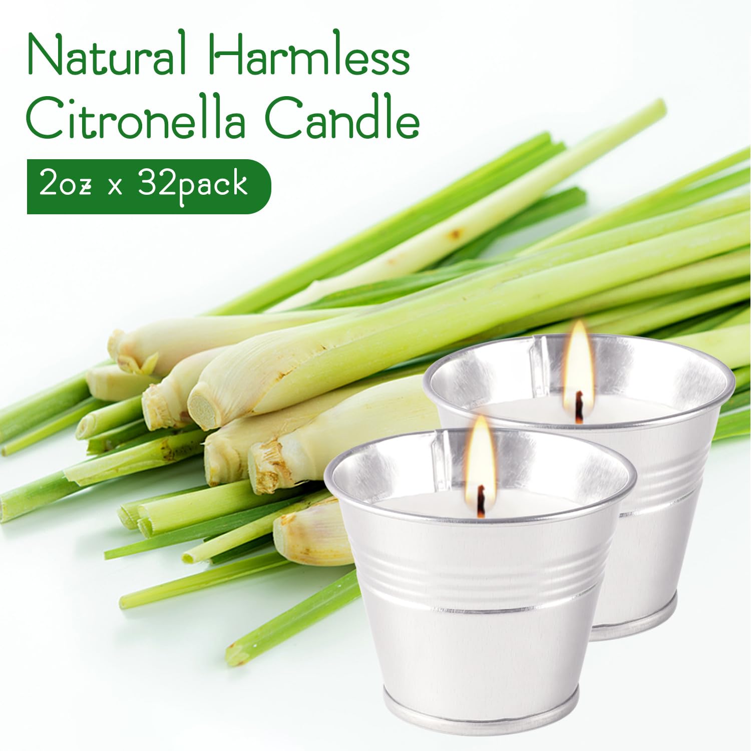 32 Pcs Citronella Candle 2.2 OZ Nature Soy Wax Candle, Indoor & Outdoor, Jar Candle for Patio Yard Balcony Porch Camping BBQ