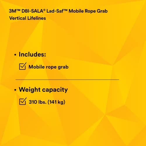 3M DBI-SALA Lad-Saf Hands Free Mobile Stainless Steel And Thermoplastic Rope Grab