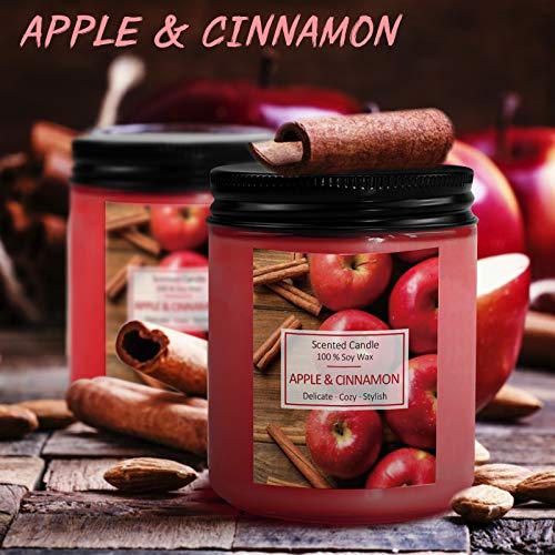 SCENTORINI Scented Candles, Apple Cinnamon Scented Candle, 7 oz Natural Soy Wax Candle, Aromatherapy Candle Gift Set for Halloween, Christmas