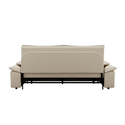 3-in-1 Convertible Queen Size Pull Out Sleeper Sofa Bed, Velvet Fabric Multi-Functional Futon Loveseat Couch Bed Lounge Chaise with 2 Soft Pillows and Detachable Cushions for Living Room