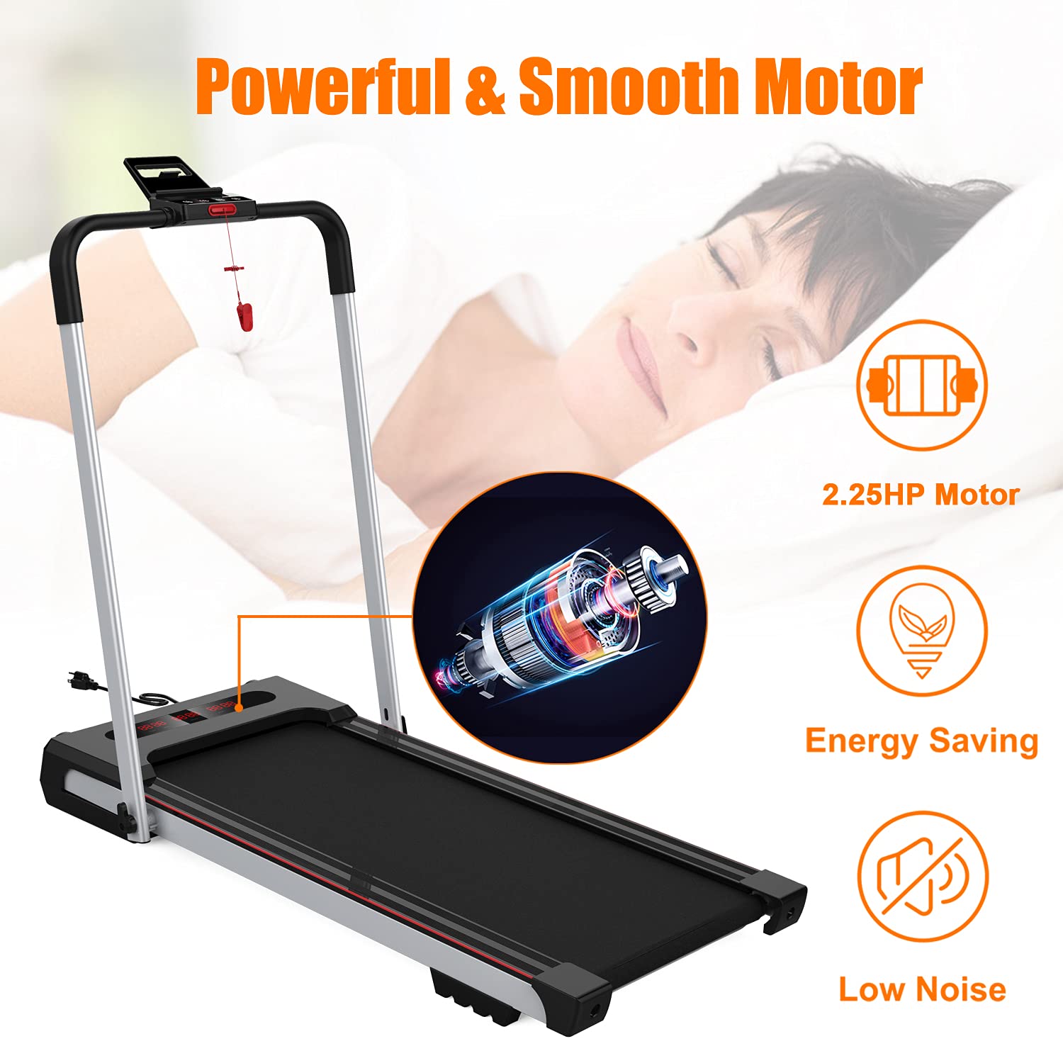 2 in 1 Treadmill for Home Portable Under Desk Treadmill