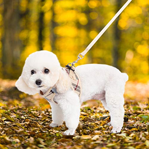 EXPAWLORER Classic Plaid Puppy Harness - Small Dog Collar and Leash - Soft Mesh Padded Adjustable Small Dog Vest Harness No Pull, Reflective Escape Proof for Outdoor Walking