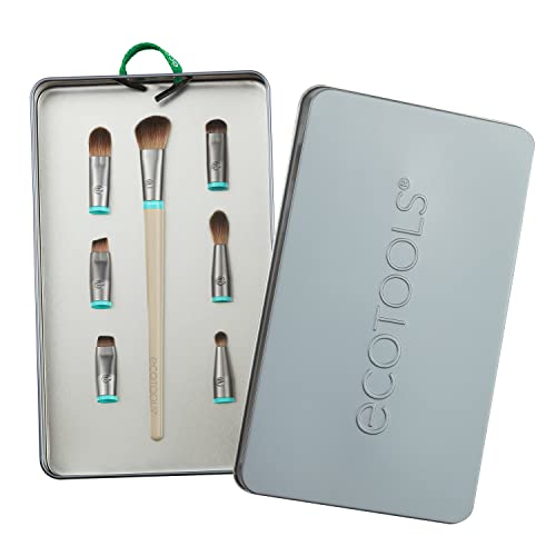 EcoTools Interchangeables Total Renewal Eye Makeup Brush Kit, Customizable Makeup Brushes for Eyeshadow, Travel-Friendly Kit, Eco-Friendly Synthetic Bristles, Cruelty Free & Vegan, 9 Piece Set