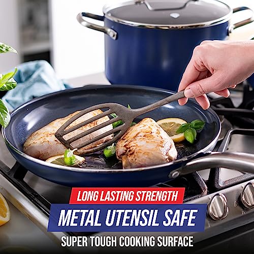 Blue Diamond Cookware Diamond Infused Ceramic Nonstick, 14 Piece Cookware Pots and Pans Set, PFAS-Free, Dishwasher Safe, Oven Safe
