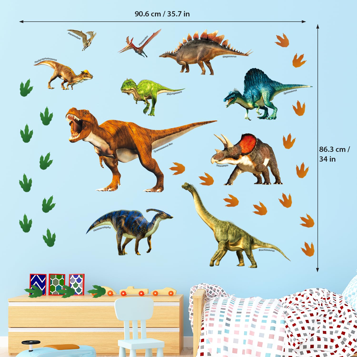 DECOWALL DS8-2012 Dinosaur Wall Stickers Wall Decals Peel and Stick Removable Wall Stickers for Kids Nursery Bedroom Living Room d?cor