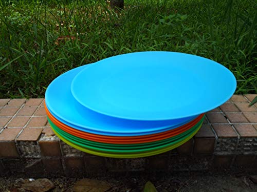 AOYITE Plastic Dinner Plates Reusable BPA Free Dishwasher Safe Microwaveable for Any Occasion, BBQ, Travel, and Events (Multicolor set of 12)