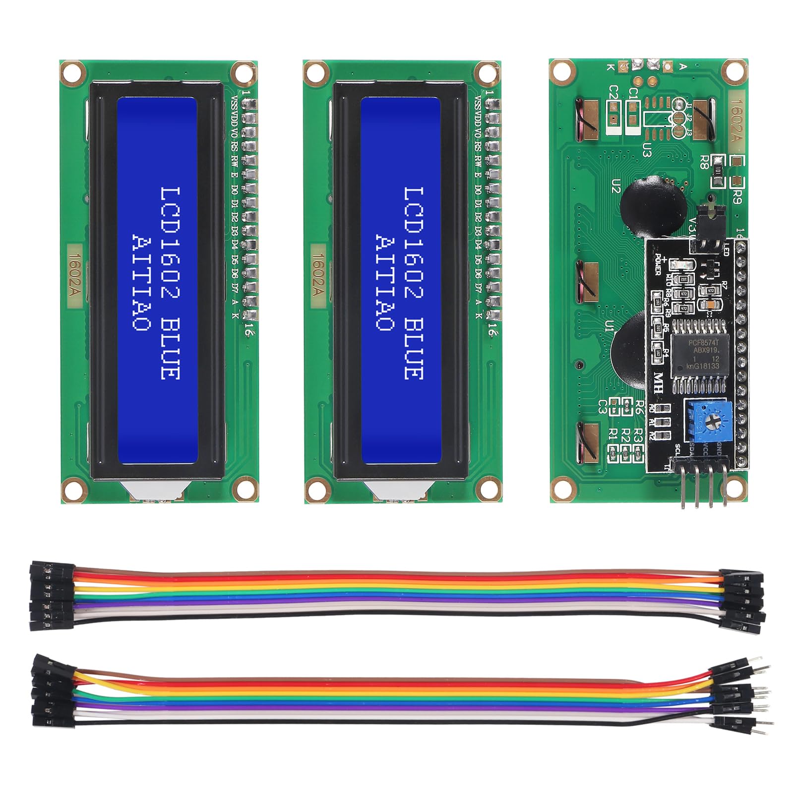 AITIAO 3 Pack 1602 LCD Display Module IC I2C TWI 16x2 Characters Serial Interface Adapter LCD Module for Raspberry Pi DIY Project IoT (Blue Display)