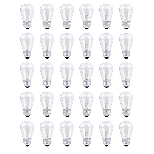 30 Pack S14 Outdoor String Light Bulbs Set orange, 120V 11W Clear Outdoor Patio Vintage Light Shatterproof Bulbs