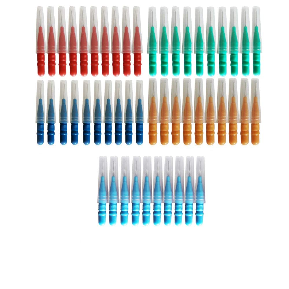 N Noble One 50Pcs Interdental Slim Brushes 0.7-1.2mm Dental Brushes Between Teeth Gum Flosser Picks Tooth Cleaning Tools for Children and Adult