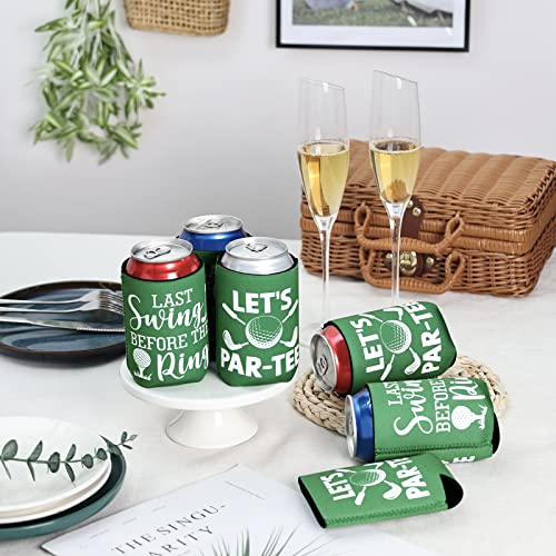 CiyvoLyeen Golf Beer Can Cooler, Bachelor Party Can Sleeves Neoprene Insulator Drink Glasses Cup Holders for Golfer Gifts Wedding Outdoor Activities Supplies Let’s Par-Tee 6PCS