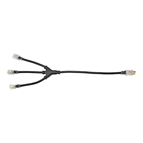 3 Ft. 20 Amp Generator Adapter L14-30P Plug to (3X) 5-20R Receptacles