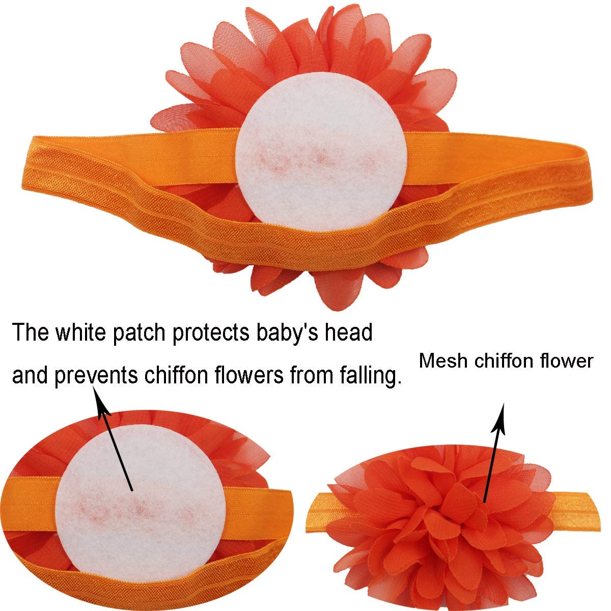 DED 30PCS Girls Headbands Chiffon Flower Bows Soft Strecth Bands Hair Accessories for Newborns Infants Toddlers and Kids