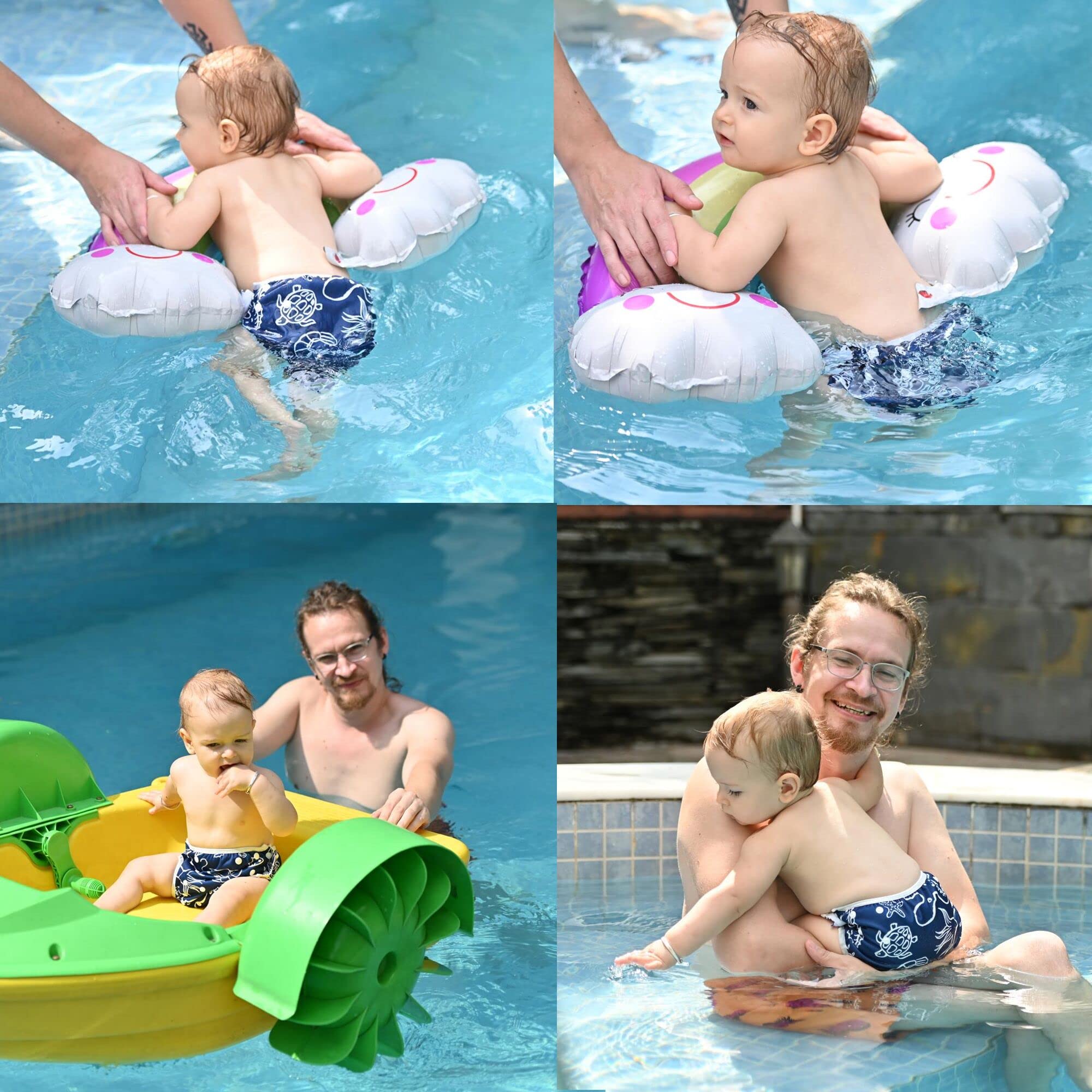 ALVABABY Swim Diapers 2pcs Baby & Toddler Snap One Size Reusable Adjustable Baby Boys' Swim Diapers for Swimming Lessons SW18-21