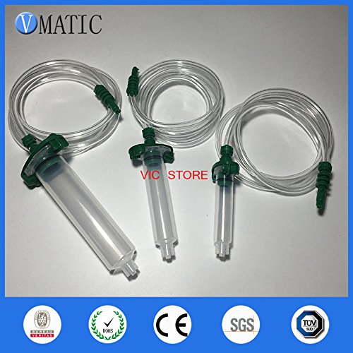 Automatic Glue Dispenser Plastic Pneumatic Syringe Barrel White Color With Syringe Adapter 5cc/10cc/30cc (Each Size Have 2 Set, Totally 6 Sets)