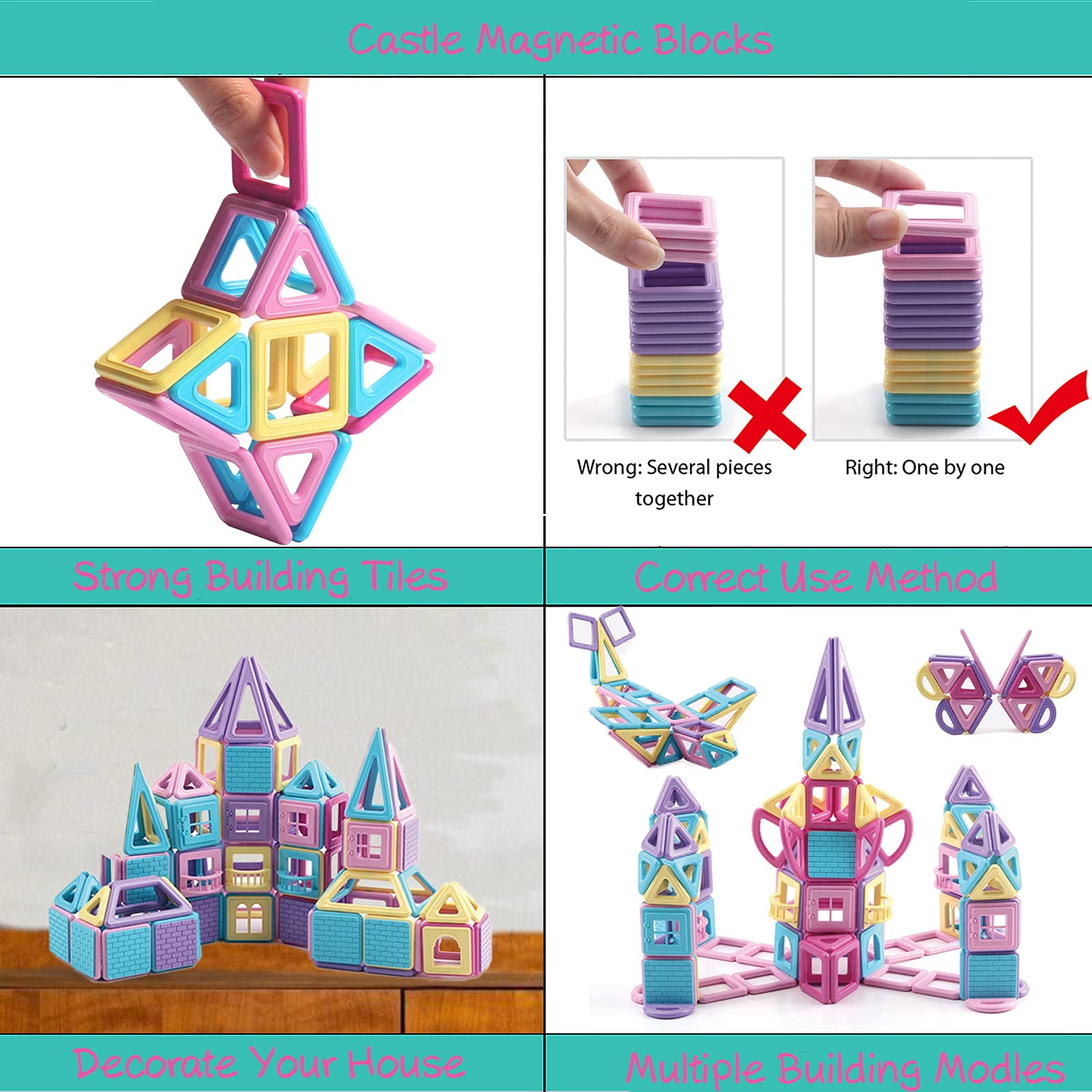 ASOK 181 Pcs Magnetic Building Blocks STEM Educational and Development Magnet Tiles for Kid’s Creativity & Imagination Macaron Color Learning Toys for Boys and Girls Ages 3 4 5 6 7 Years Old