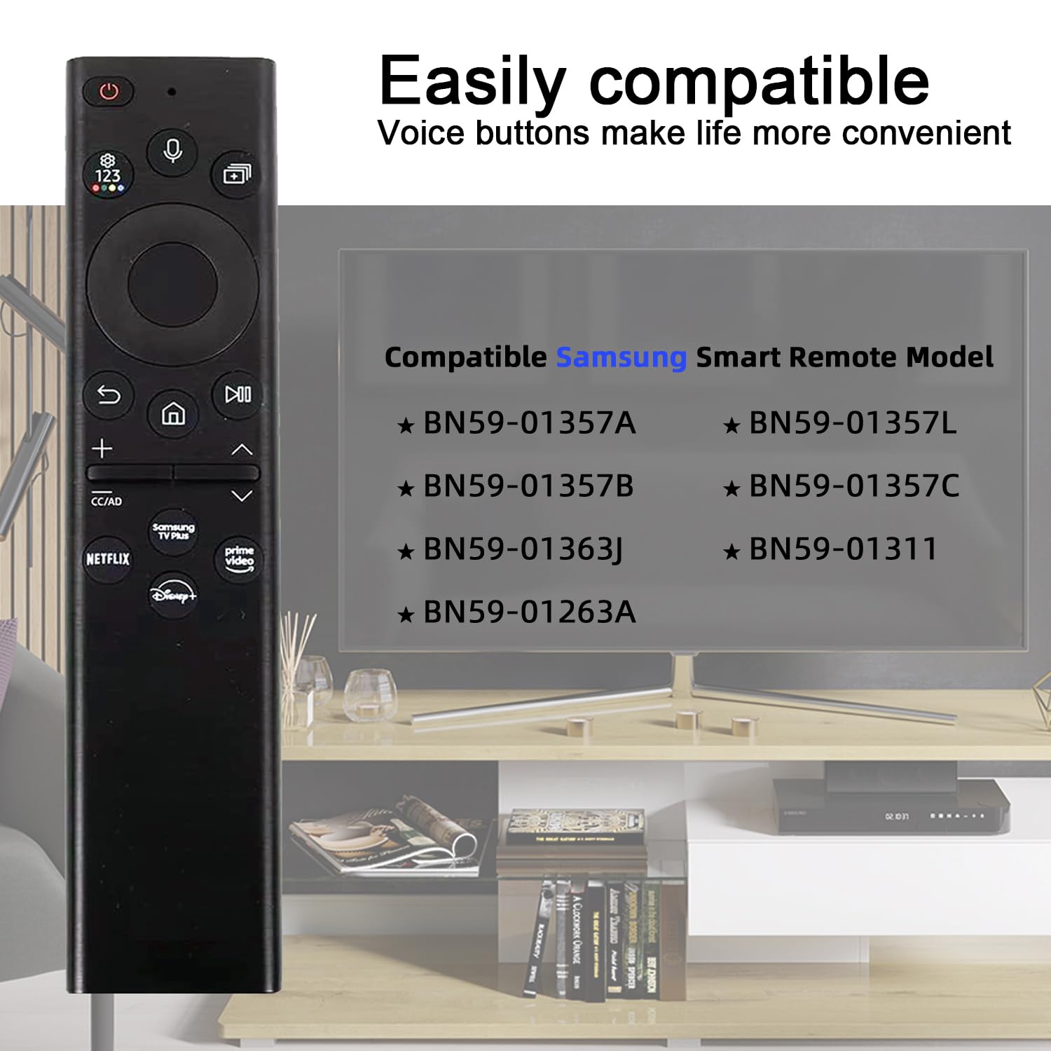 2022 New BN59-01385A Voice Remote Control Replacement for Samsung Smart TVs,for Samsung TV Remote with Voice Function,for Samsung Crystal UHD QLED Curved 4K 8K Smart TVs Q60BD/QN85BD/Q60B/QN85B/Q80