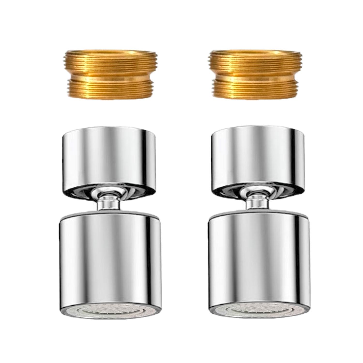 2 Pcs Faucet Aerator, Swivel Kitchen Sink Faucet Aerator, 50° Angle Twist, Dual-function 2-Flow Sprayer Faucet Head, Sink Attachement, Faucet Replacement Part 55/64'' Female Thread, Chrome