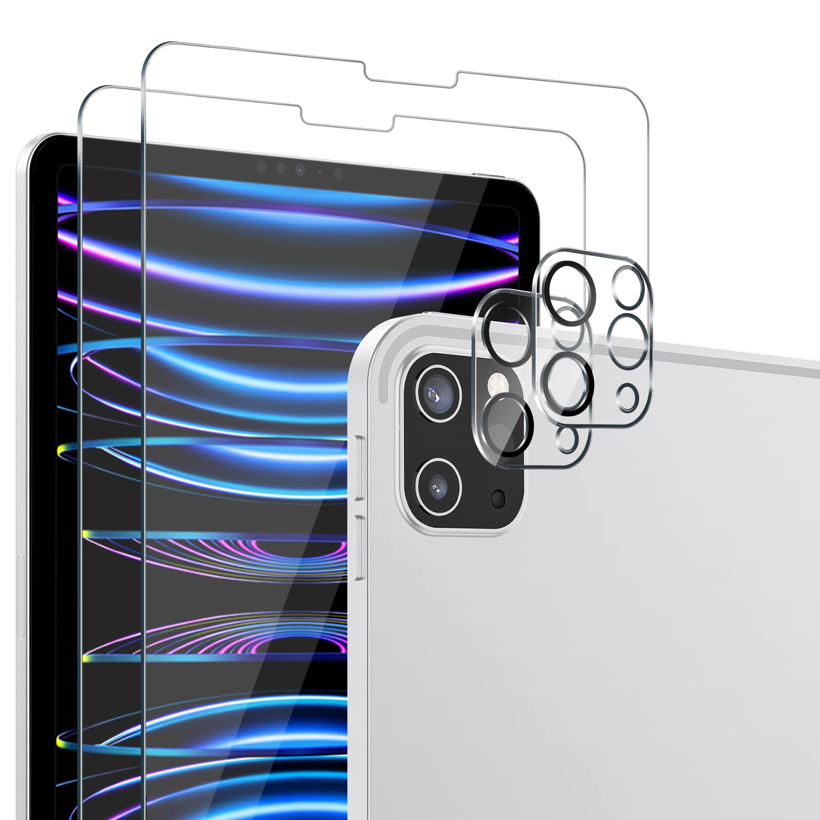 SPARIN [2+2 Pack] Screen Protector Compatible with iPad Pro 11 inch 2022/2021/2020/2018 with Camera Lens Protector, 9H Tempered Glass Compatible with Apple Pencil and Face ID