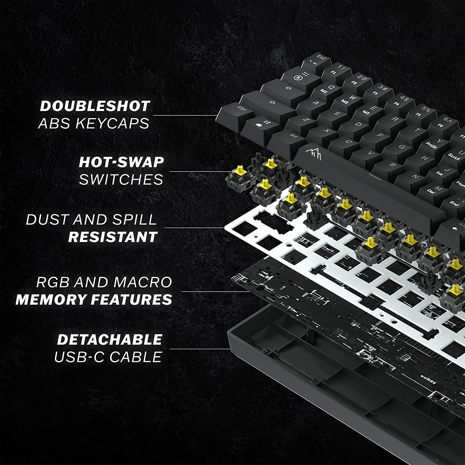 ASCENY GK61 - Hot-Swappable 60% Mechanical Keyboard with Extra Colorful Keycaps, RGB Lights, Spill Proof, Optical Switches (Gateron Brown)