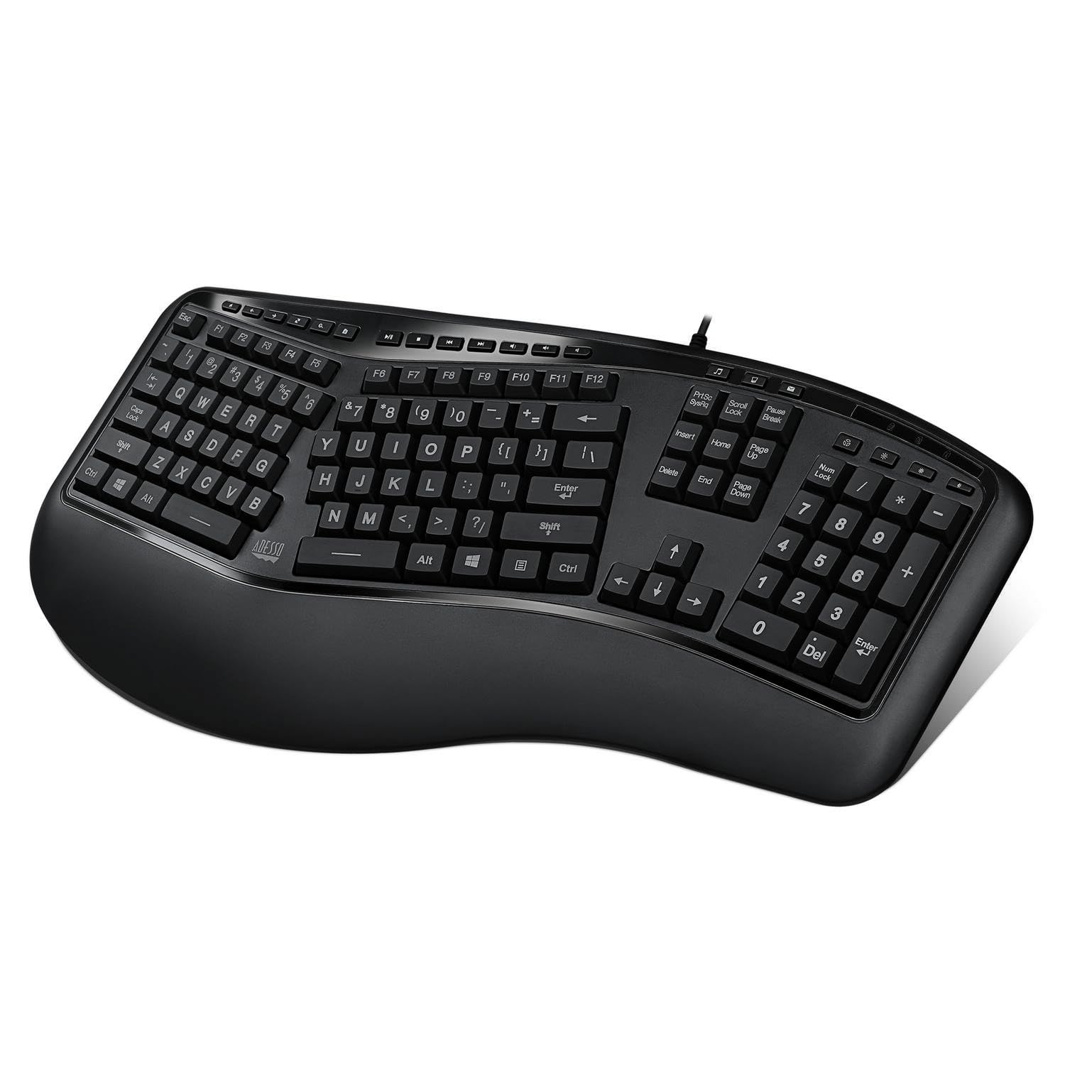 Adesso Tru-Form 150 3-Color Illuminated USB Ergonomic Keyboard AKB-150EB