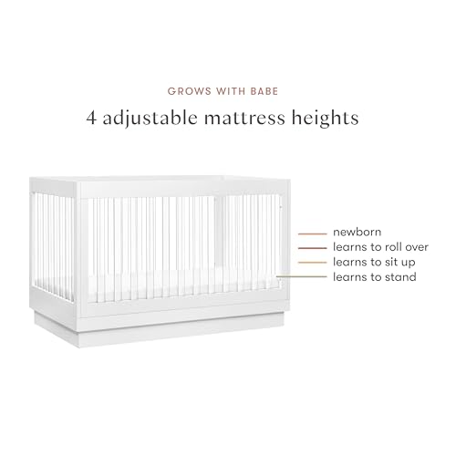 Babyletto Harlow Acrylic 3-in-1 Convertible Crib with Toddler Bed Conversion Kit in White with Acrylic Slats, Greenguard Gold Certified