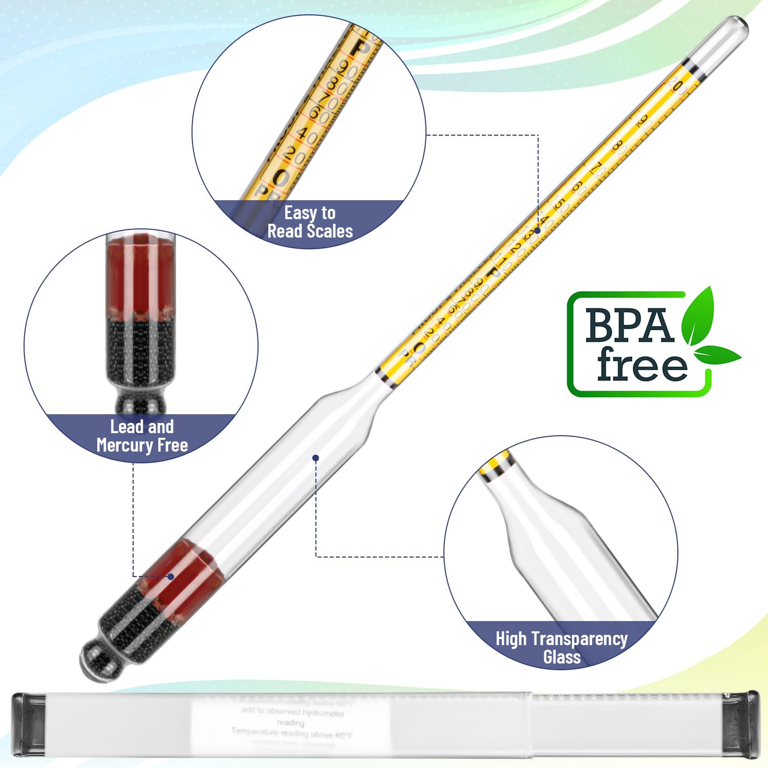 4Pcs Alcohol Hydrometer, Alcohol Meter for Distilling Alcohol 0-200 Proof & 0-100 Tralle, Alcohol Proof Tester for Beer Wine Cider Mead Making