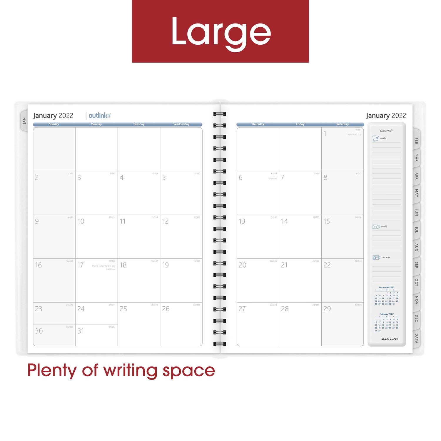2022 Weekly & Monthly Planner Refill by AT-A-GLANCE, 8-1/2" x 11", Large, Wirebound, Outlink (70200910)