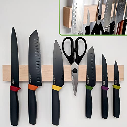 Premium 16 Inch Maple Wood Magnetic Knife Holder – Professional Wooden Magnetic Knife Strip - Space-Saving Knife Rack/Knife Bar With Powerful Magnetic Pull Force (Upgraded Version)